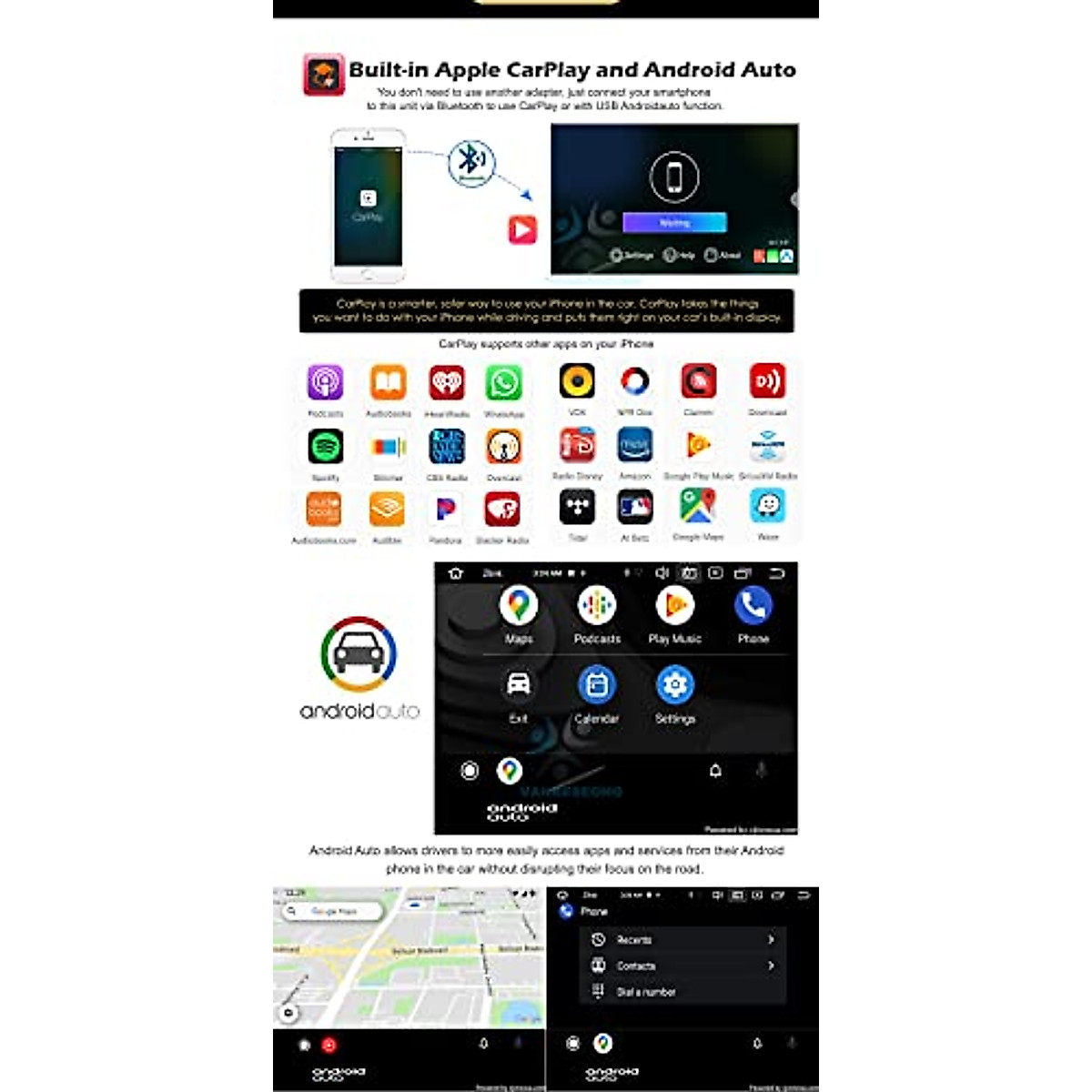 9" Android 10 Car Stereo GPS Carplay Head Unit Bluetooth Multimedia Player for Dodge Journey 2011-2020 Android Auto Audio Video Player Touch Screen Car Radio, Mirror Link GPS Navigation DSP USB
