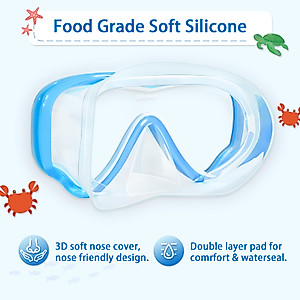 Freela Goggles Swim Goggles Swimming Goggles for Kids 6-14 4-7 8-12 Kids Swim Goggles with Nose Cover Snorkel Mask Snorkeling Gear Diving Dive Mask Youth Girls Boys Junior Water Pool Beach Open Water