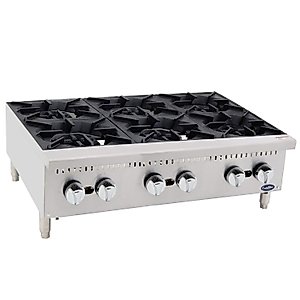 CookRite ATHP-36-6 Commercial Hot Plate Countertop Six Burner Liquid Propane Range 36" - 150,000 BTU