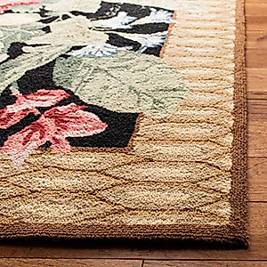 SAFAVIEH Chelsea Collection Runner Rug - 2'6" x 10', Black & Brown, Hand-Hooked French Country Wool, Ideal for High Traffic Areas in Living Room, Bedroom (HK301A)