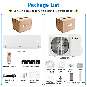 Winado 24,000 BTU Mini Split Air Conditioner Inverter, 19 SEER 230V Energy Saving Split-System AC w/Pre-Charged Condenser, Heat Pump, WIFI Remote Control, Installation Kit, Cools Up to 1500 Sq. Ft.