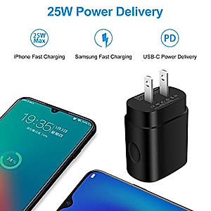 25W Samsung Super Fast Charger Type C Charging Block for Samsung Galaxy S23/S22 Ultra/S21 FE/A54/A34/A14 5G/A13/Z Fold 4/A53/A03s,Pixel 7,2Pack USBC Box Power Adapter 6FT Android Phone Charger Cable