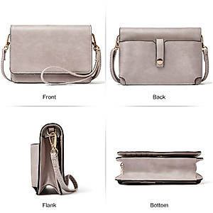 BROMEN Small Crossbody Bags for Women Cell Phone Purse Wristlet Wallet Clutch Purse Grey