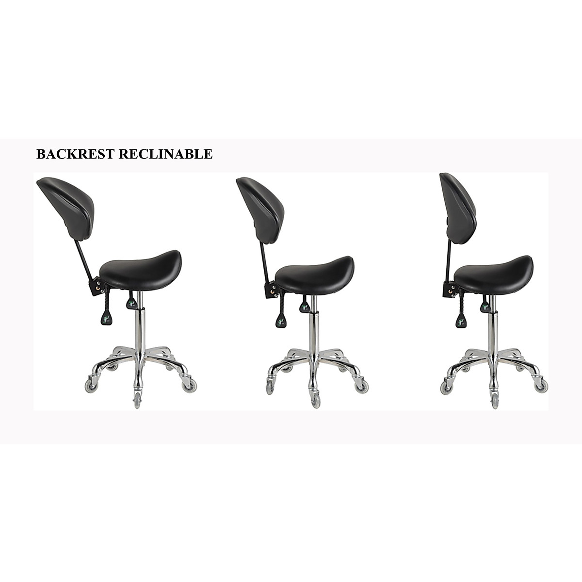FRNIAMC Adjustable Saddle Stool Chairs With Back Support Ergonomic Rolling Seat For Medical Clinic Hospital Lab Pharmacy Studio Salon Workshop Office And Home