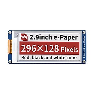 Coolwell Waveshare Epaper HAT 2.9 Inch Eink Display 296×128 Red Black White Three Color E-Paper Screen for Raspberry Pi 4B+ 4B 3B+ 3B 2B+ Zero Jetson Nano Ardui SPI Interface E-Ink