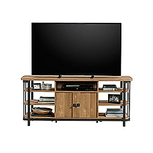 Sauder Station House Wood & Metal TV Credenza with Storage, for TVs up to 54", Etched Oak Finish