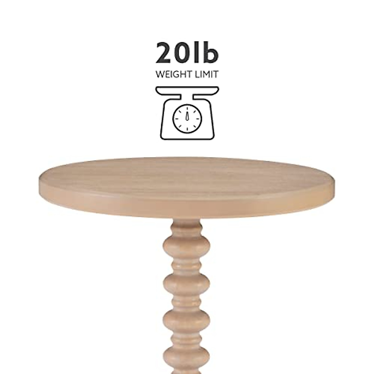 Powell Natural Tarkin Round Wood Turned Spindle Pedestal Side Accent Table