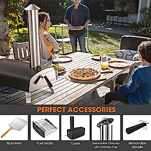 Mimiuo Portable Wood Pellet Pizza Oven with 13" Pizza Stone & Foldable Pizza Peel - Wood-Fired Pizza Oven for Outdoor Cooking - Finished with Black Coating (Classic W-Oven Series)