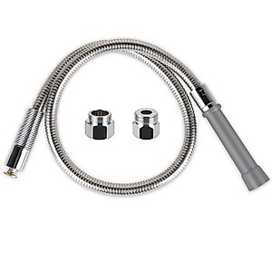 TBER Replacement B-0044-H Pre Rinse Sprayer Hose for TS Brass, 44” Flexible Stainless Commercial Kitchen Sink Faucet Hose with Heat Resistant Grip Handle(Gray)