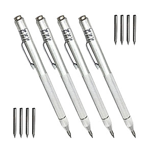 4 Pack Tungsten Carbide Scriber with Magnet, Aluminium Etching Engraving Pen with 8 Replacement Marking Tip, Great for Glass/Ceramics/Metal Sheet