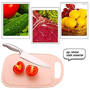 Cutting Board for Kitchen, Eco Wheat Straw Chopping Boards with Juice Grooves and Easy Grip Handle, Dishwasher Safe,Non Scratch (pink)