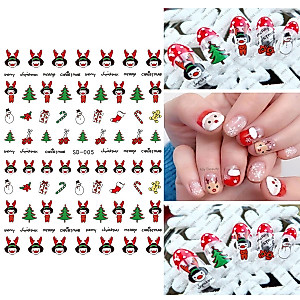 10 Sheets 3D Christmas Nail Art Stickers Self-Adhesive Winter Nail Art Supplies Winter Snowflake Nail Decals Elk Santa Claus Nail Design Stickers for Women Xmas Nail Decoration Charms