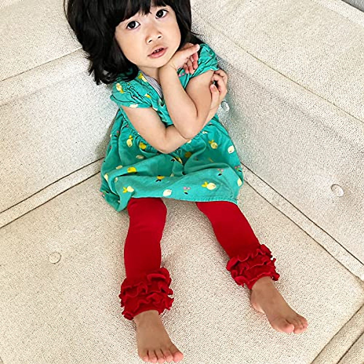 Bowbear Cheerful Ruffles Baby Leg Warmers, Red