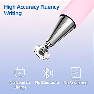 Stylus Pens for Touch Screens, 2 in 1 Stylus Pen for iPad with Precision Disc & Fiber Tip, Capacitive Stylus with Magnetic Cap, Compatible with All Touch Devices (2 Pcs) (Purple/Pink)