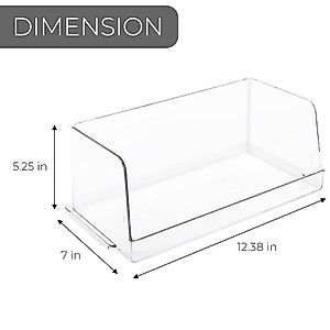 Smart Design Stackable Household Bin - 7 x 12.5 Inch - Open Front - BPA Free Plastic Resin - Food, Fridge, Freezer, Cabinet, Food, Pantry, Storage - Kitchen Organizer - Clear