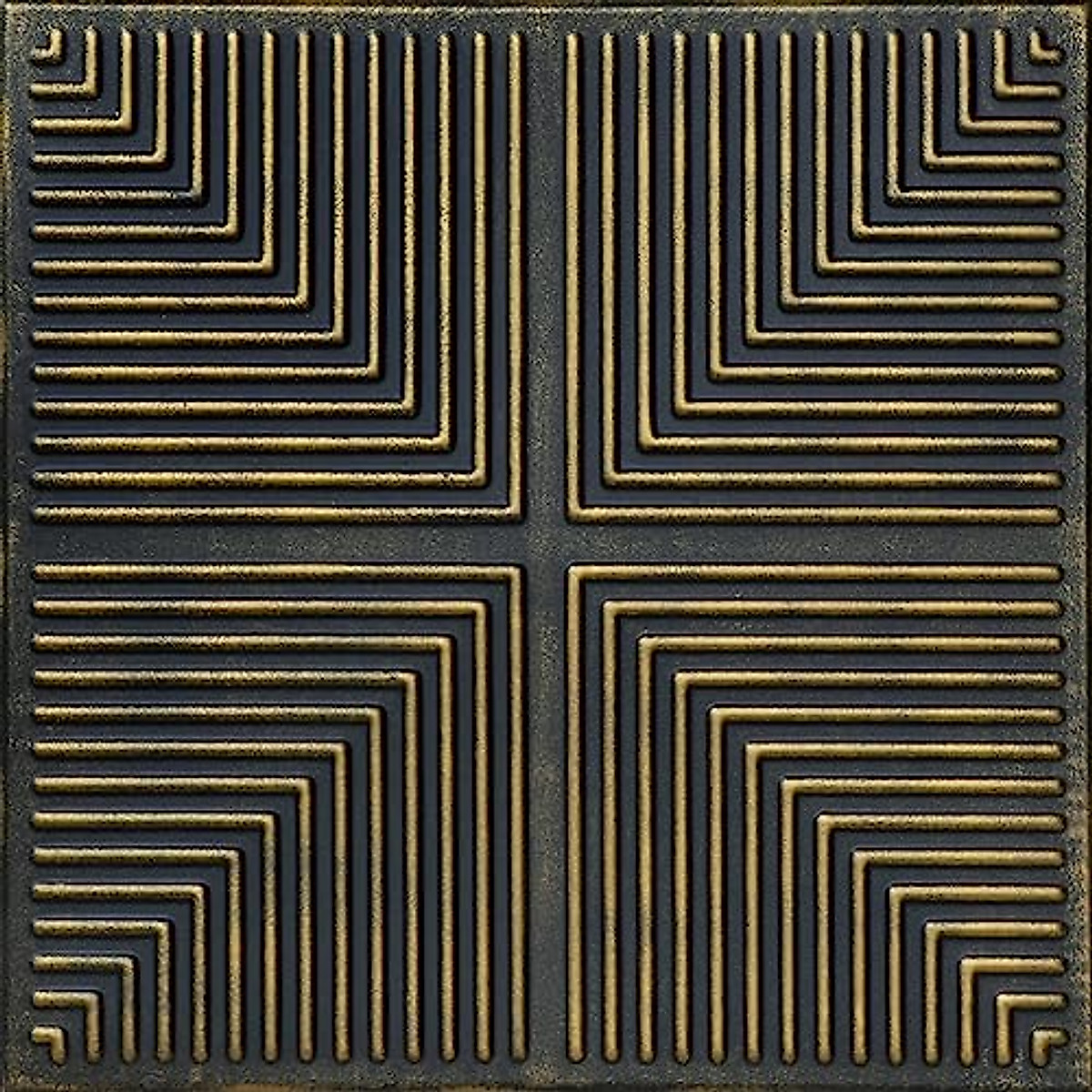 A la Maison Ceilings R06 Pyramid Illusion Foam Glue-up Ceiling Tile (21.6 sq. ft./Case), Pack of 8, Black Brass