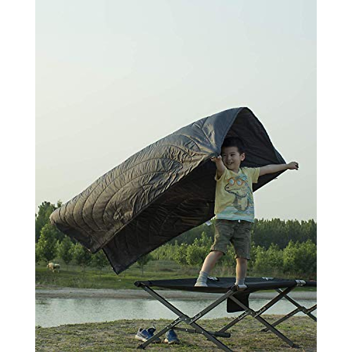 iClimb 1 Padded Rocking Folding Chair and 1 3M Thinsulate Insulation Warm Blanket Bundle for Solo Adult Camping Patio Porch Backyard Lawn Garden Balcony Indoor Outdoor