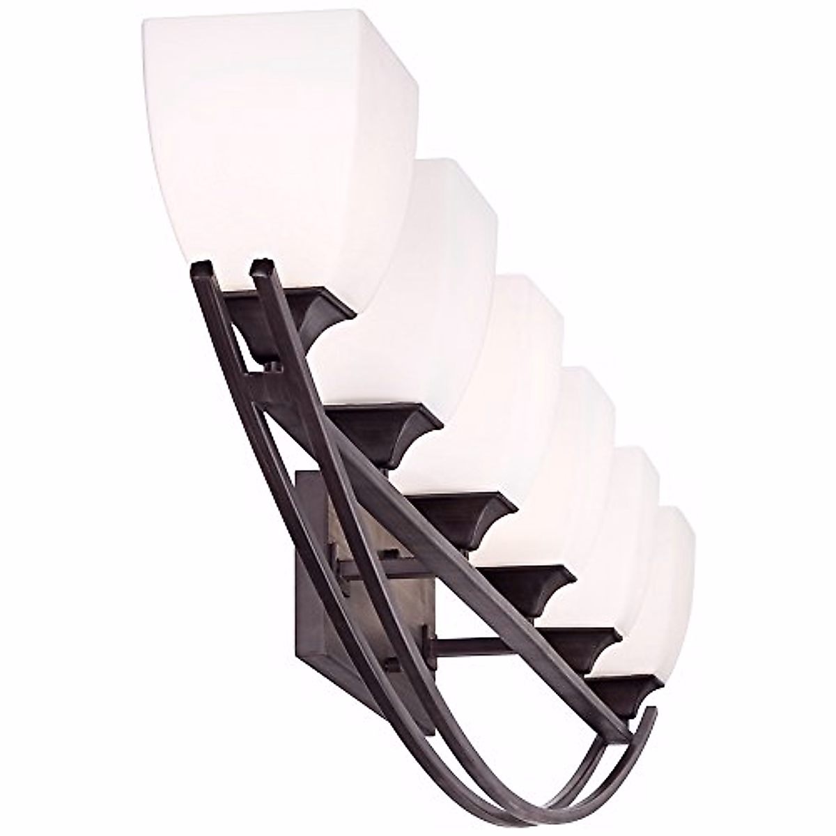 Franklin Iron Works Jenisen Arch Industrial Modern Wall Light Bronze Hardwired 62 3/4" 6-Light Fixture White Glass Shade for Bedroom Bedside Bathroom Vanity Living Room Hallway Dining House Home