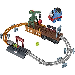 Thomas & Friends Push-Along Train and Track Set for Kids 2-in-1 Transforming Thomas Playset with Storage & Working Crane for Ages 3+ Years