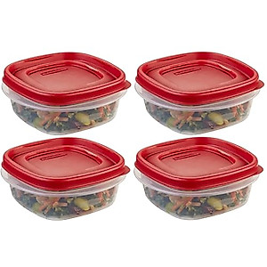 Utensilux Rubbermaid Food Storage Containers, 1.25 Cup Food Storage Containers, 9 Peice Set, Easy Find Lids, 4 Containers, 4 Lids Chalk Pen And Chalk Labels