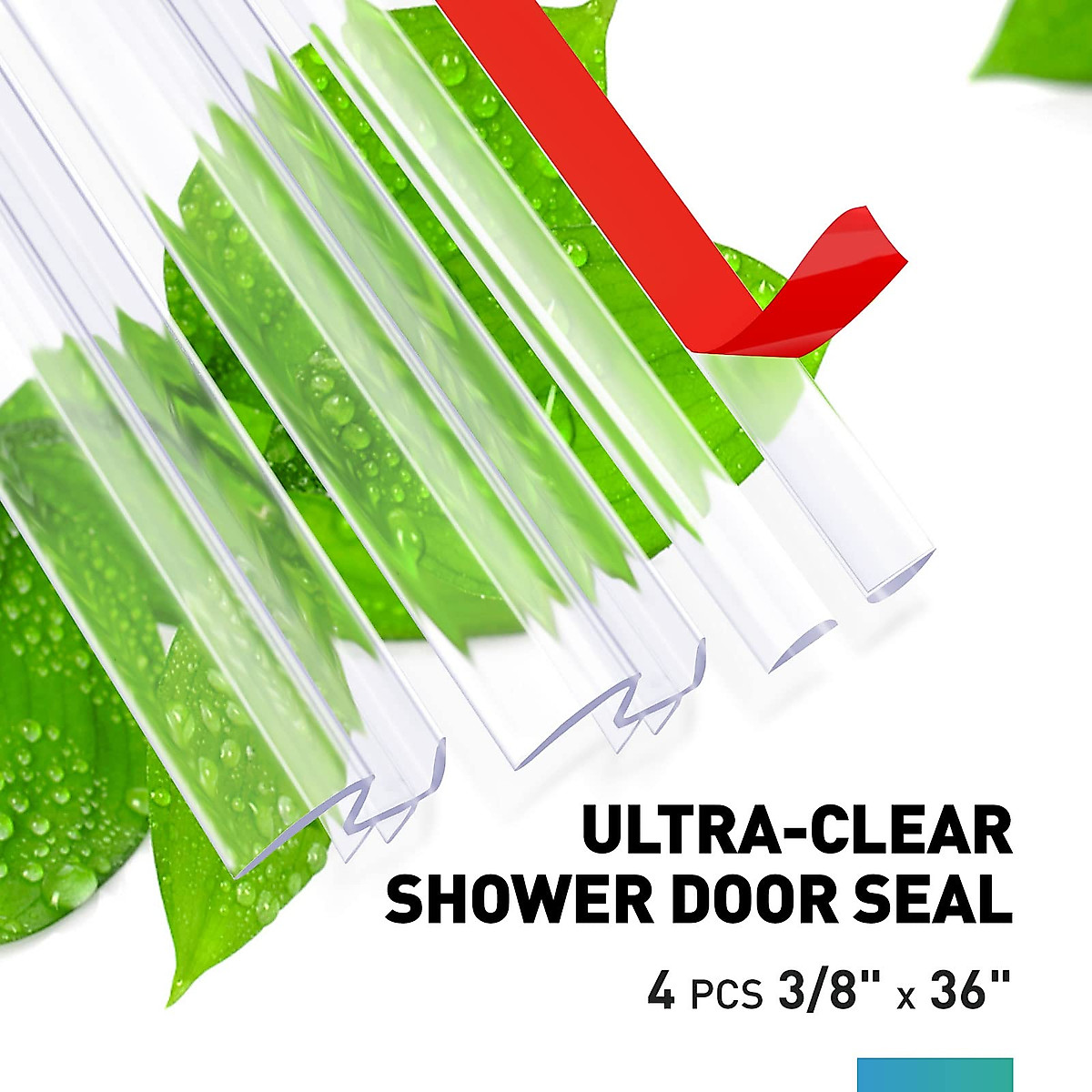 FCSOTSPS Shower Door Bottom Seal, 4 PCS 3/8" x 36" Shower Door Sweep for 3/8 Inch Glass, Frameless Glass Shower Door Seal Strip - Stop Shower Leaks and Create a Water Barrier (10 MM)