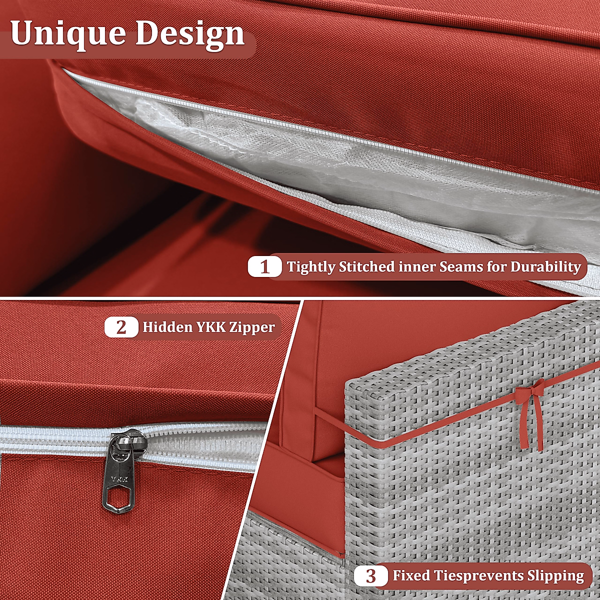 14 Pcs Outdoor Cushion Covers Patio Cushion Slipcovers Replacement Splash Proof with Zipper for Outdoor Furniture, Patio Sofa Couch 3 Sizes, Covers Only