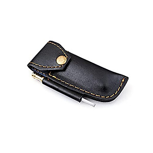 SagaCity Damascus Pocket Knife, 7.4” Inches American Flag Damascus Folding Knife, Damascus Knife, Custom Pocket Knife for Men, Sharp Pocket Knife with Real Leather Sheath; 501