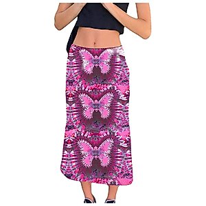 Padaleks Long Maxi Skirts for Women Gypsy Hippie Clothes Bohemian Style Vintage Print Summer Beach Skirt Dress
