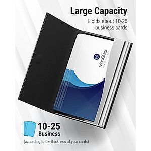 MaxGear Business Card Holder, PU Leather Business Card Case for Men & Women, Professional Business Card Holder Organizer with RFID Blocking, Black Carbon