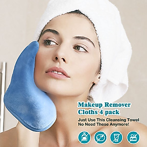 Makeup Remove Cloths Face Towels, Reusable Makeup Remover Cloths (4packs), Makeup Remover Towel Reusable Microfiber Cleansing Towel 8.67inch X 8.67 inch