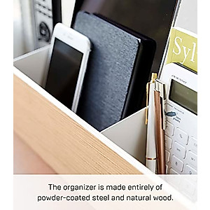 Yamazaki Home Storage Box | Steel | Desk Organizer, One Size, Ash