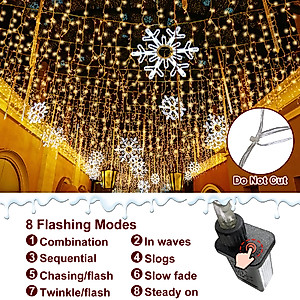 BESSTOR 456LED 35.4FT Icicle Christmas Lights Outdoor Decoration, 8 Modes 72 Drops Fairy String Curtain Decoration Eaves Window Holiday Yard Garden Indoor Home (Warm White) (JT-EL/FC300V0240-C)