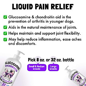 Liquid Glucosamine for Dogs Bacon Flavour Chondroitin, MSM & Hyaluronic Acid K9 Supplement Hip and Joint Formula Advanced Mobility Joint Pain Relief Senior Advanced Supplement for All Breeds 32 oz