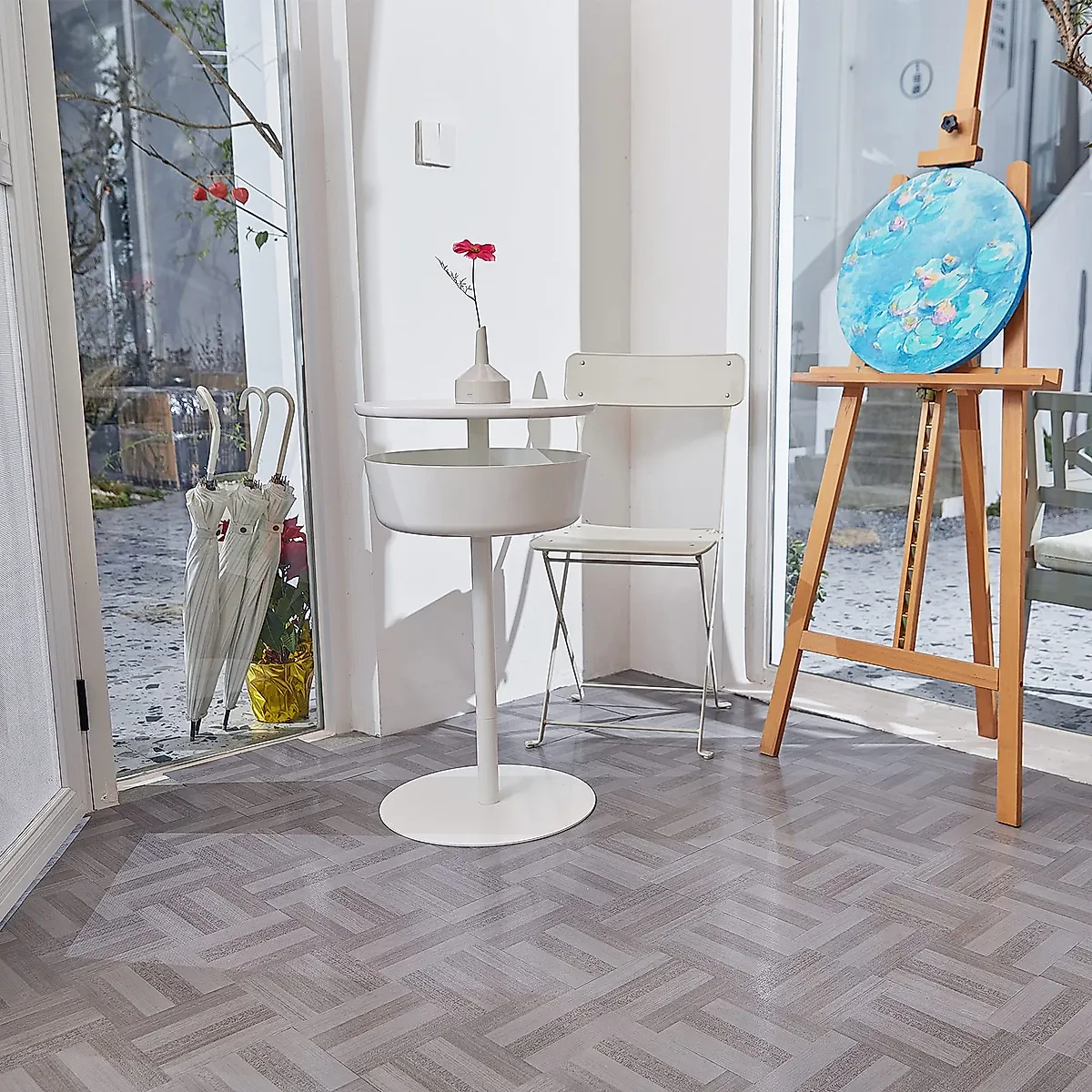 CO-Z 12x12 Inch Embossed Wood Plank Vinyl Flooring Pack of 24, 2mm Thick Peel and Stick Floor Tile Stickers with Weave Pattern, Waterproof Odorless Wood Laminate Flooring for Home Improvement