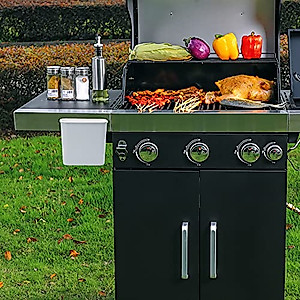 Skyflame Magnetic Hanging Trash Can, 2.1 Gallon Plastic Garbage Container, Multi-Function Grill Hanging BBQ Utensils Organizer Holder, Use for Kitchen/Bedroom/Bathroom/Camping/RV/Grills