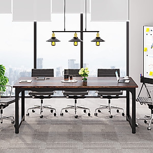 Tribesigns Conference Table, 6FT Meeting Seminar Table Rectangular Meeting Room Table, 70.8L x 31.5W x 29.5H, Brown/Black