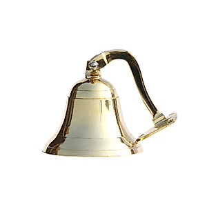 Handcrafted Trading Co Wall Mountable Nautical Brass Bell 4" Gold - Solid Brass Wall Hanging Ship Bell