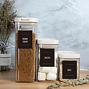 180 Preprinted Pantry Labels, Prefdo Waterproof Minimalist Food Label Stickers Set to Kitchen Organization Storage Containers, Jars & Canisters（Black）