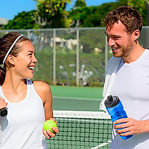 Mimorou 12 Pack 25 Oz Sports Water Bottles, Plastic, Blue, Reusable, Leakproof, Lightweight, BPA Free, for Travelling, Yoga, Cycling, Fishing, Basketball, Hiking