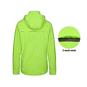 Little Donkey Andy Women's Rain Running Jacket Cycling Bike Coat Lightweight Windproof Fluorescent Yellow L