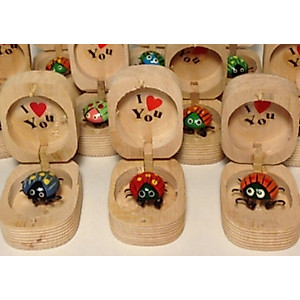 LOT OF 3- TOY WIGGILY LADYBUG LOVEBUG I LOVE YOU IN WOODEN BOX BOBBLE FEET