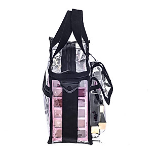 Jula Vance Medium Clear PVC Makeup Artist Set Bag Transparent Cosmetic Storage Bag Travel Make up Kits Organizer MUA Bag Stadium Approved Clear Tote Bag with Removable Shoulder Strap