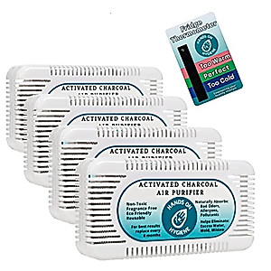 HANDS ON HYGIENE Refrigerator Air Purifier - Natural Activated Charcoal - More effective than baking soda - Eliminates odors from refrigerators, freezers, coolers and lunch boxes. (4)
