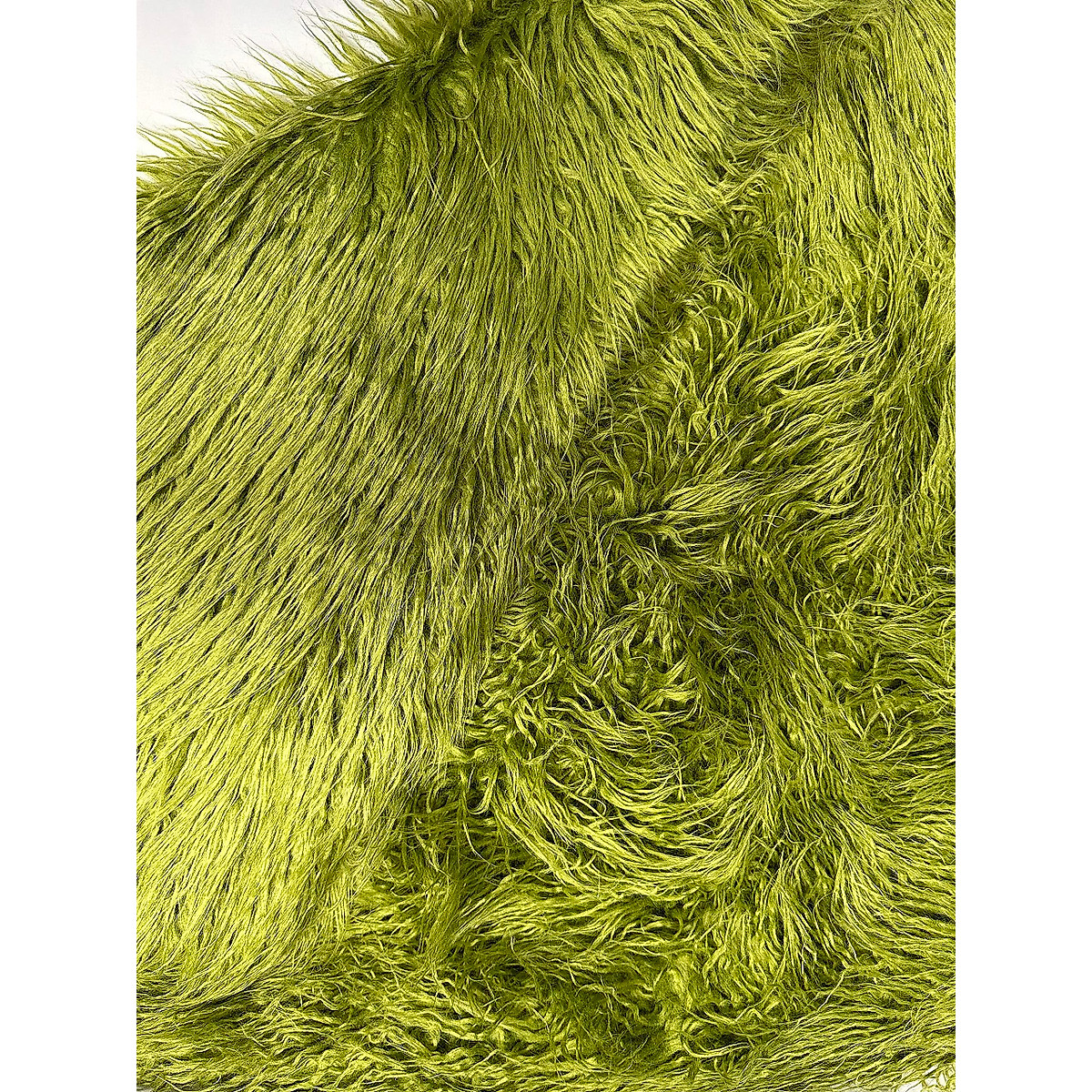 Faux/Fake Fur Mongolian Olive Green Fabric by The Yard