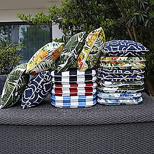 INFBLUE Outdoor Seat Cushions Chair Pads 16x17 Inch, All Weather Patio Chair Cushions U-Shape (Set of 2, Black Stripe)