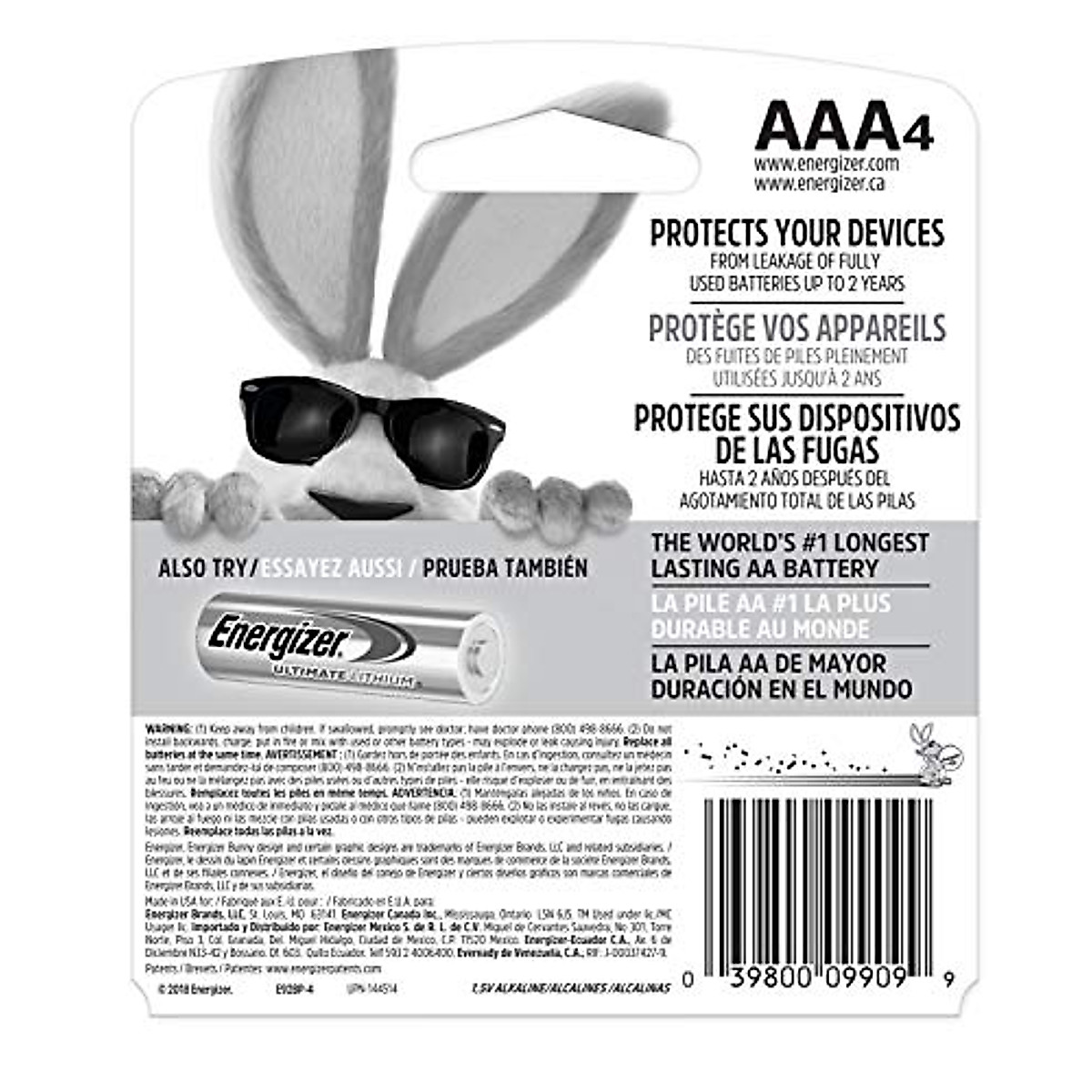 Energizer AAA Batteries, Max Triple A Alkaline, 4 Count (Pack of 5)