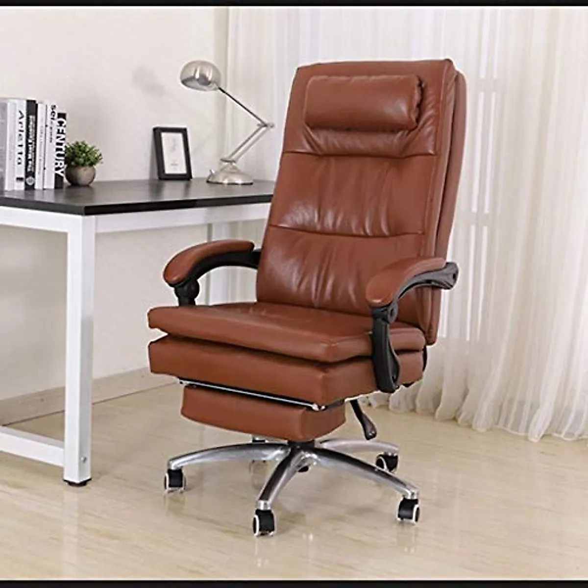High Back Office Chair Executive Desk Chair with Padded Armrests,Adjustable Ergonomic Swivel Task Chair with Lumbar Support (Color :Black or Brown) (Color : D)