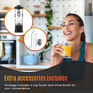 Stellar Goods Powerful Portable Blender for Smoothies & Shakes - Mini Blender with High-Torque Motor, Long-Life Battery, Leak-Proof Cup - One-Click & Pulse Mode - Personal Blender for Home, Travel
