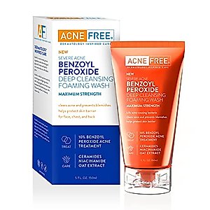 AcneFree Severe Acne 10% Benzoyl Peroxide Foaming Cleansing Wash, 5 Ounce