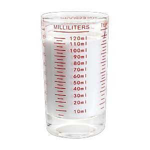 BCnmviku Measuring Cup Shot Glass 4 Ounce/120ML Liquid Heavy High Espresso Glass Cup Black Line (1, Red)